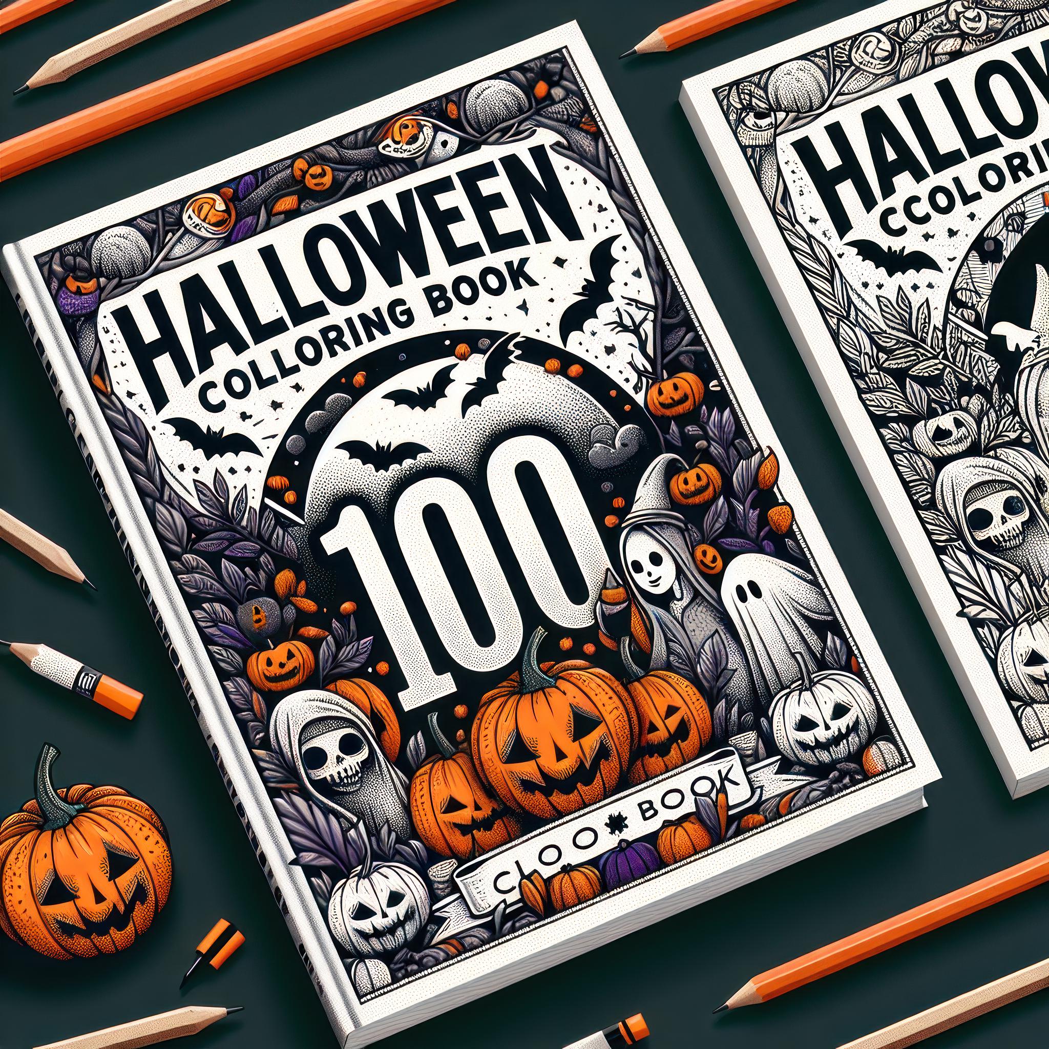 100 Pages Halloween Coloring Book PDF for Kids and Adults Fun Activity ...