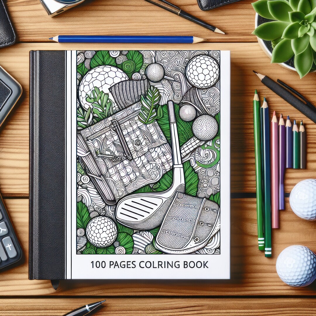 100 Pages Golf Coloring Book PDF for Kids and Adults Fun Relaxing ...