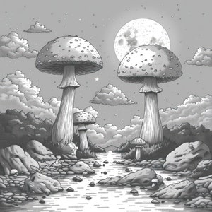 100 Magic Mushroom Garden Pages Digital Coloring Book PDF for Kids and ...