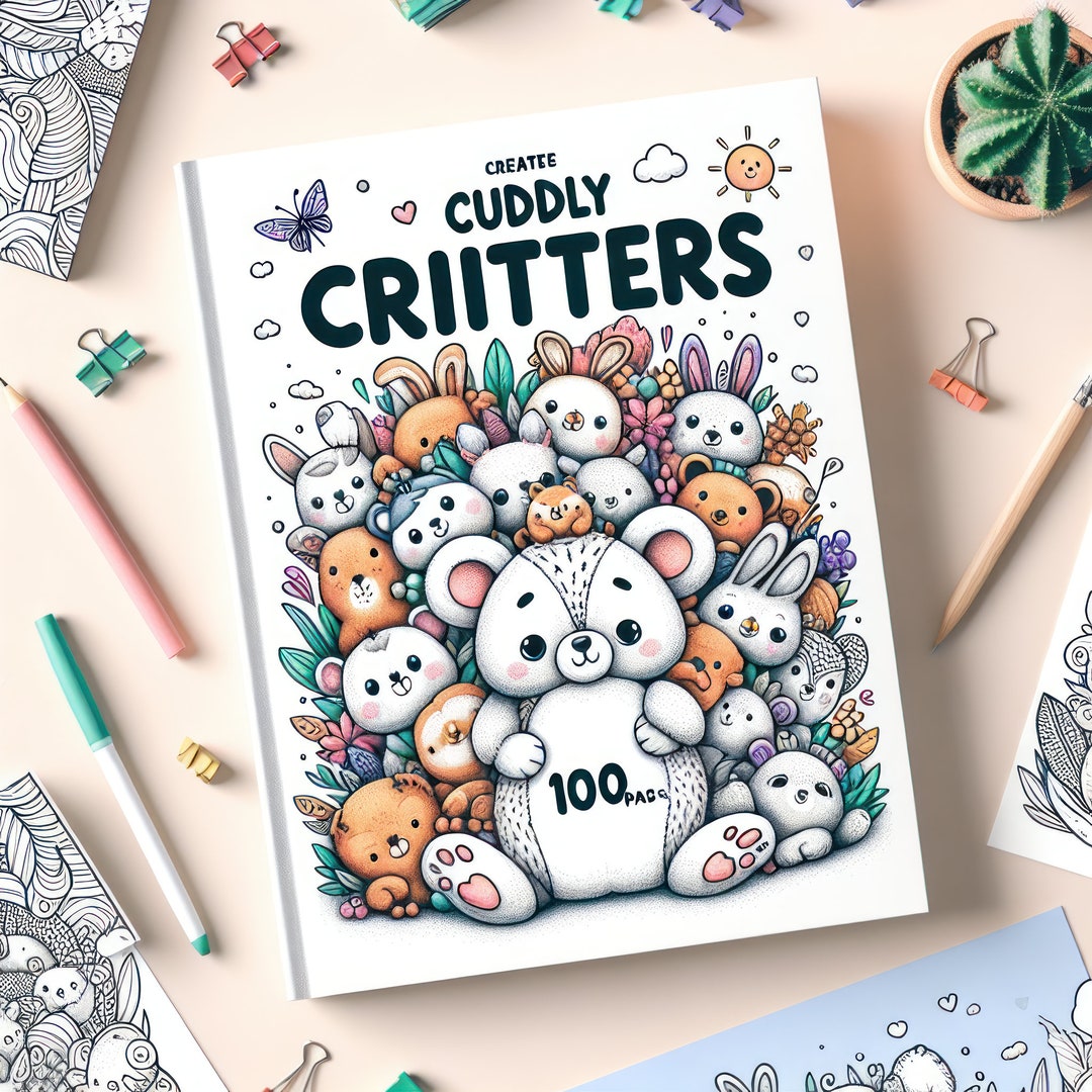 100 Printable Coloring Book Cuddly Critters - Creative Adult and ...