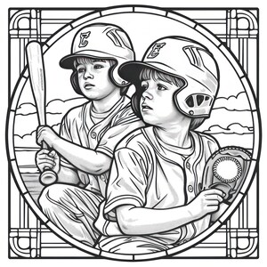 Kids Playing Baseball Coloring Book, Fun Sports Themes, 100 Pages, PDF ...