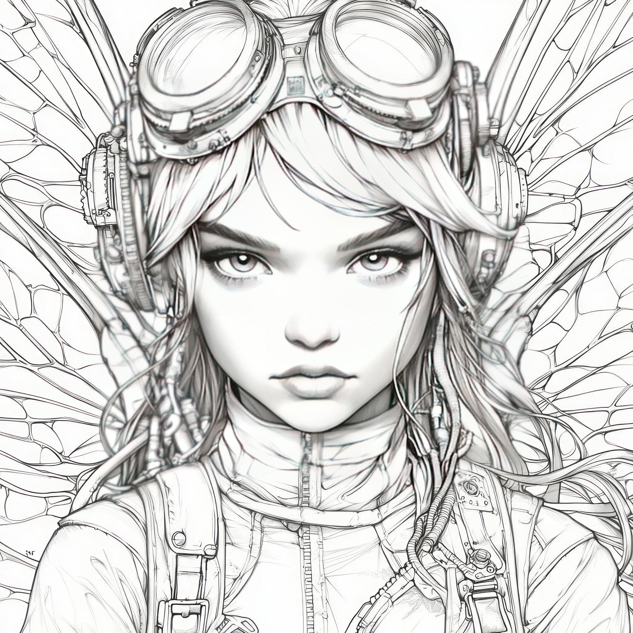 100 Pages Digital Steampunk Fairies Coloring Book PDF for Kids and ...