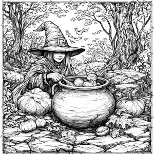 100 Pages Halloween Magic Potions and Cauldrons Coloring Book PDF for ...
