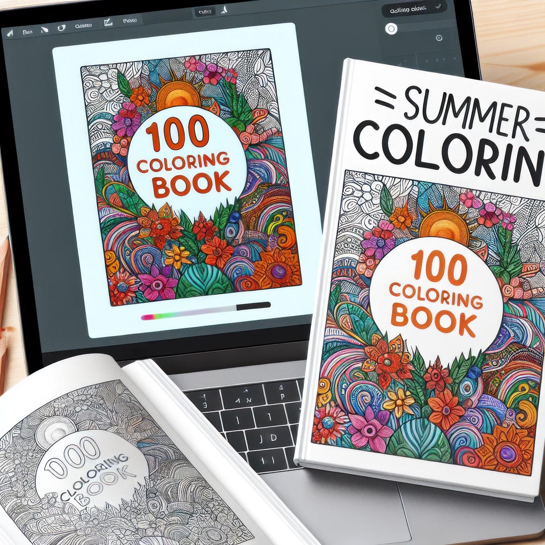 100 Pages Summer Coloring Book Digital PDF for Kids Adults Ideal Gift ...