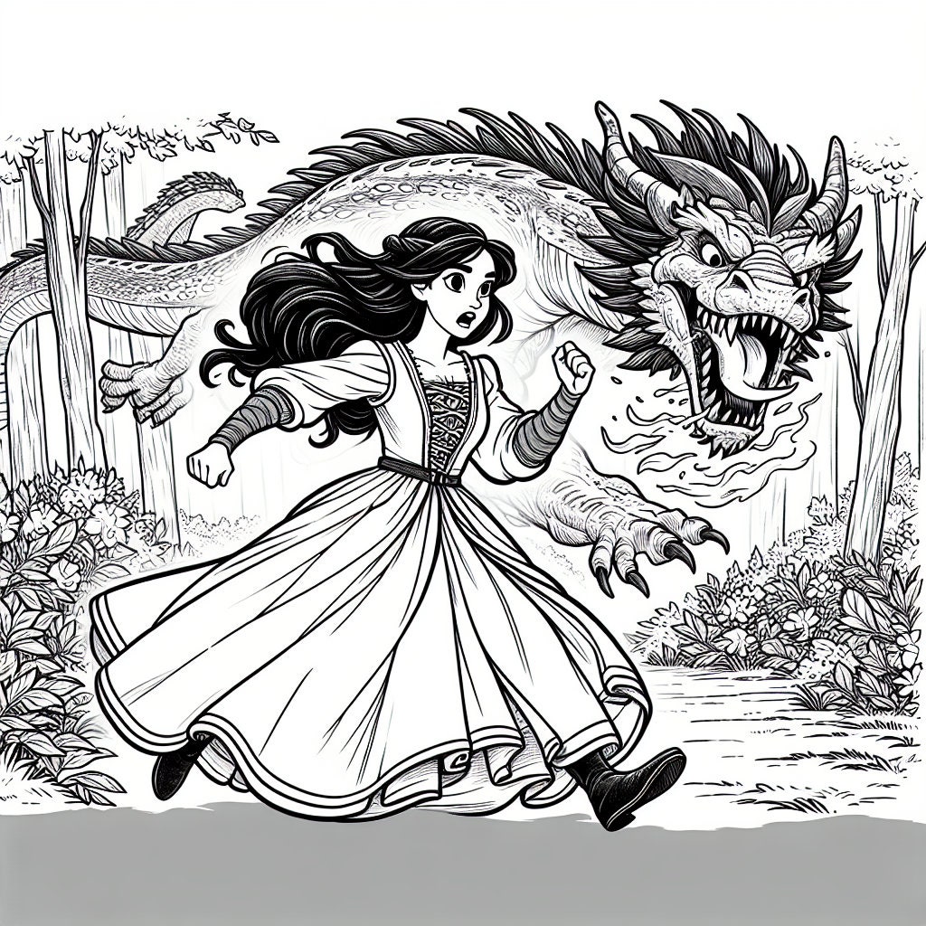 Adventure Princess Coloring Page PDF Download | Printable Art for Kids ...