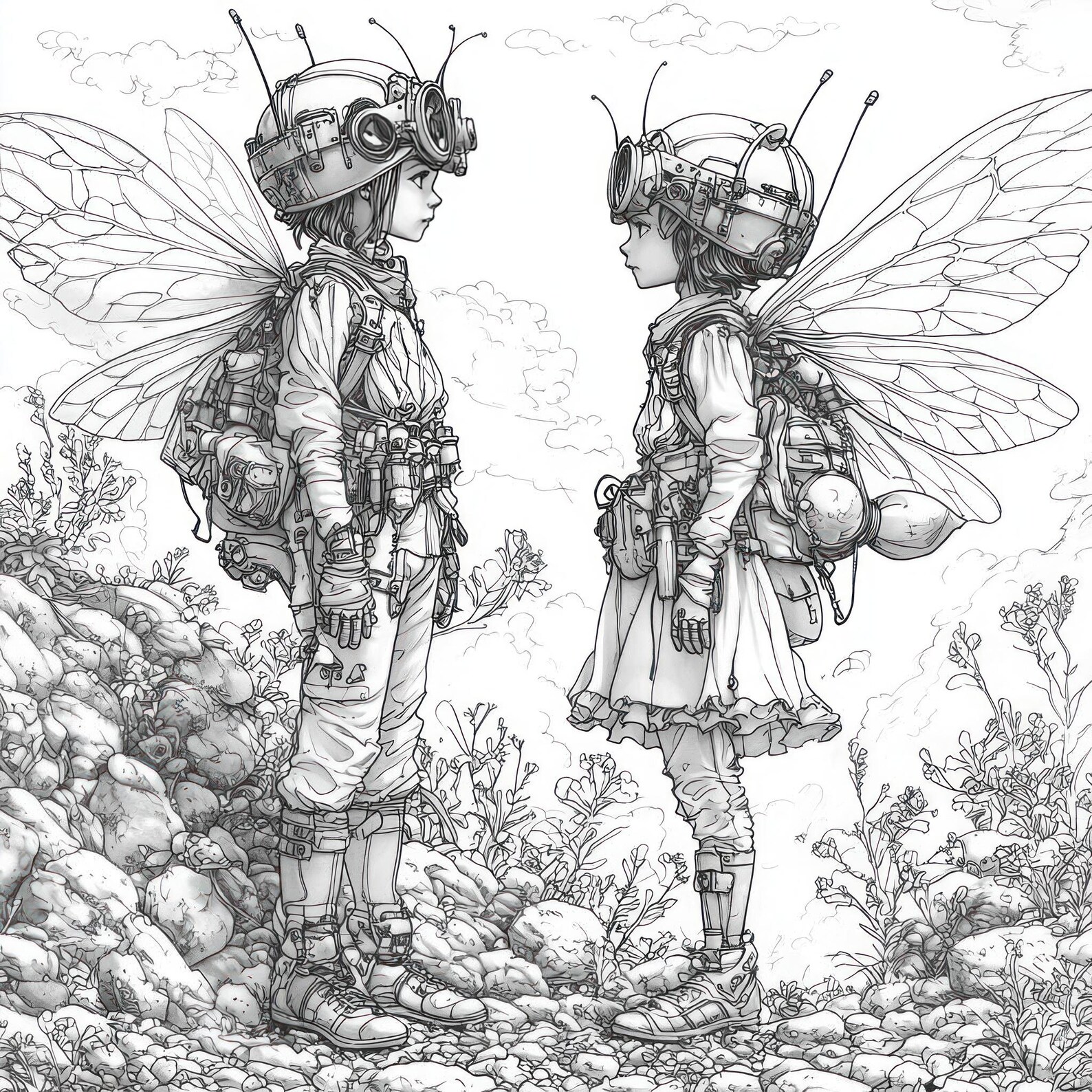 100 Pages Digital Steampunk Fairies Coloring Book PDF for Kids and ...