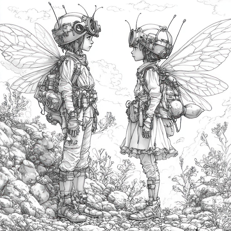 100 Pages Digital Steampunk Fairies Coloring Book PDF for Kids and ...