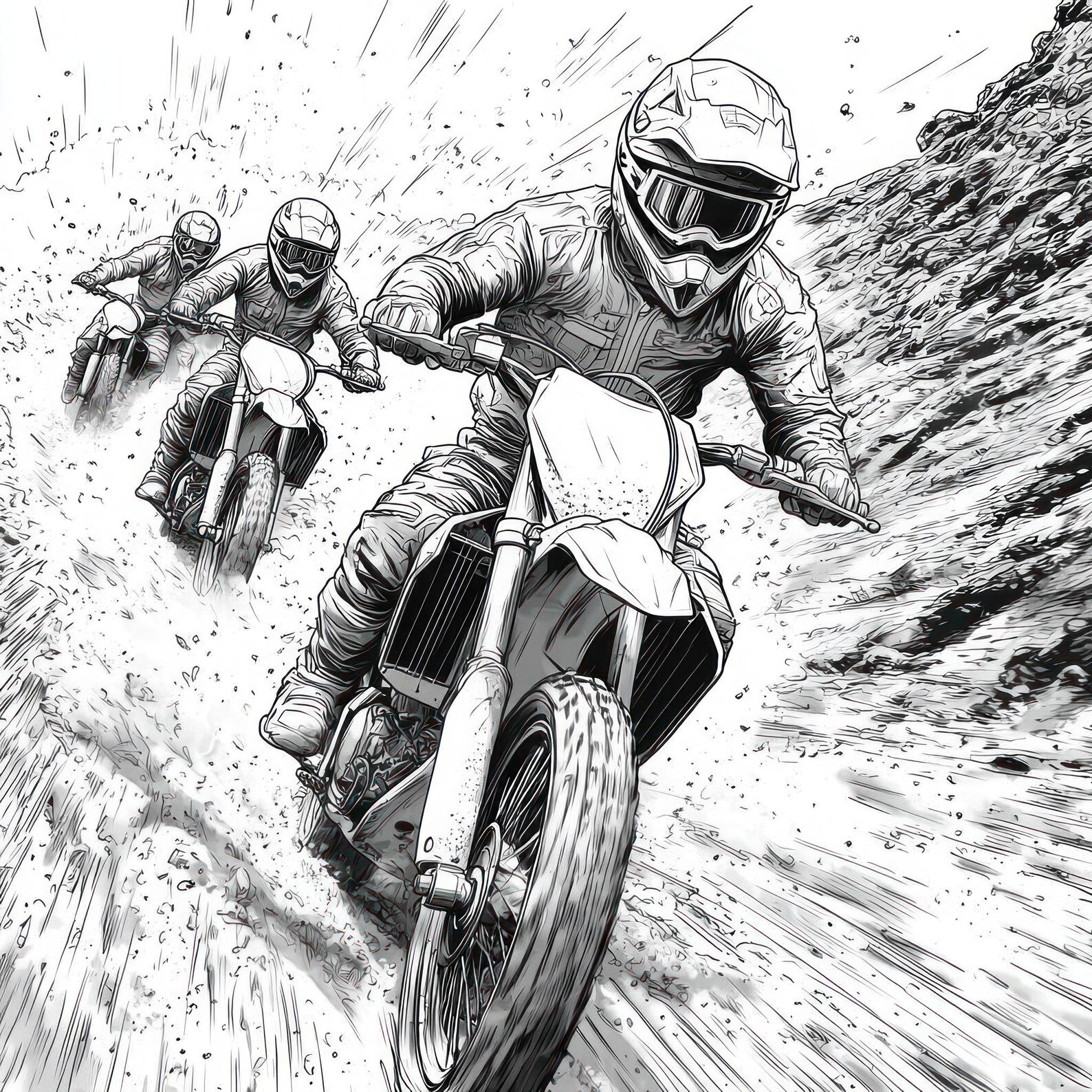 100 Pages Motocross Coloring Book Digital PDF for Kids and Adults Fun ...