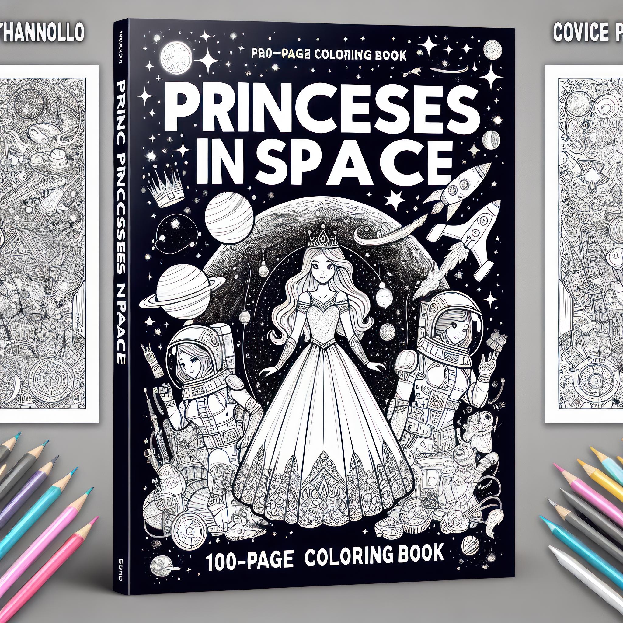 100 Coloring Princesses in Space Coloring Book: 100 Pages of Cosmic ...