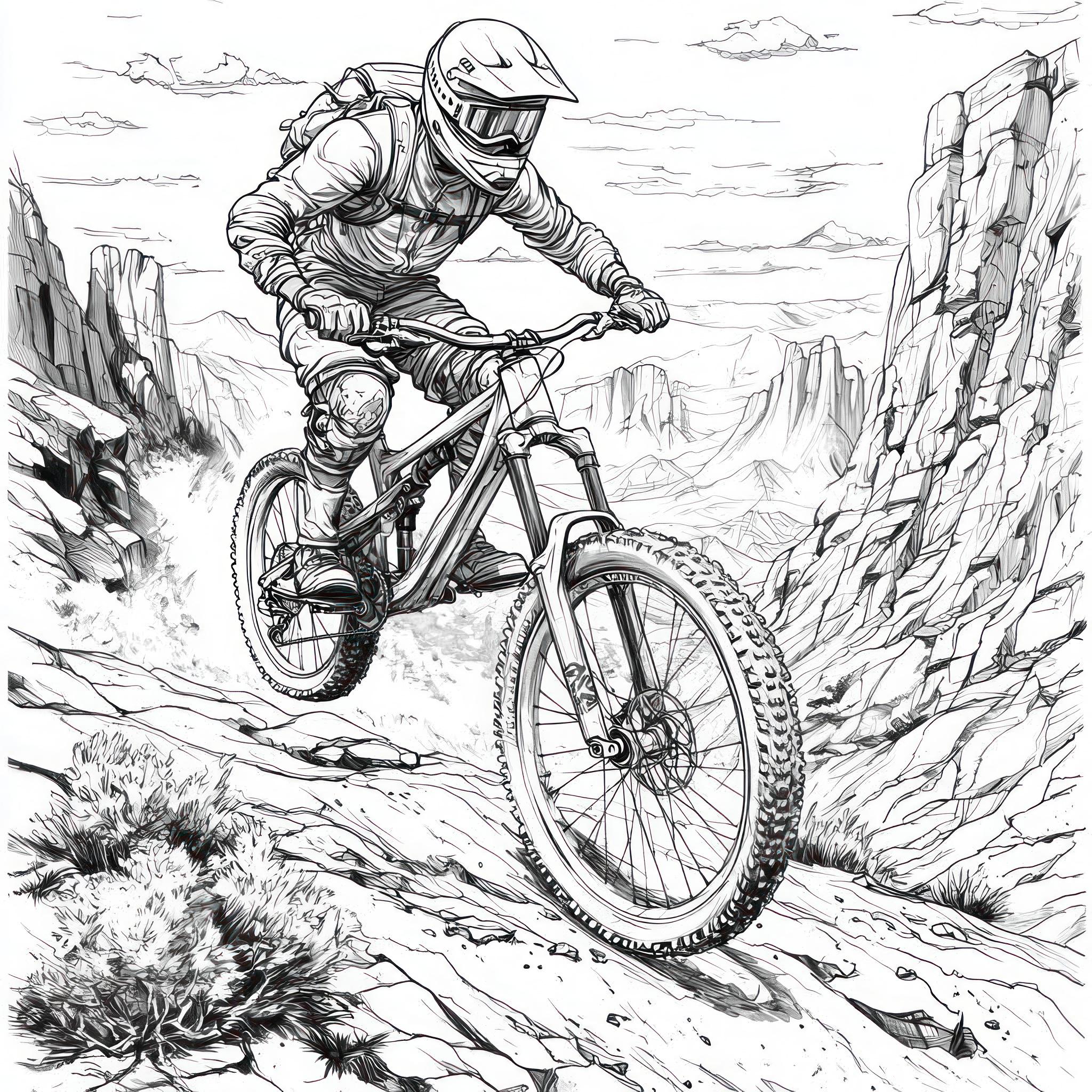 100 Pages Mountain Biking Coloring Book PDF Digital Download for Kids ...