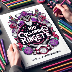 100 Pages Ringette Coloring Book PDF for Kids and Adults Digital ...