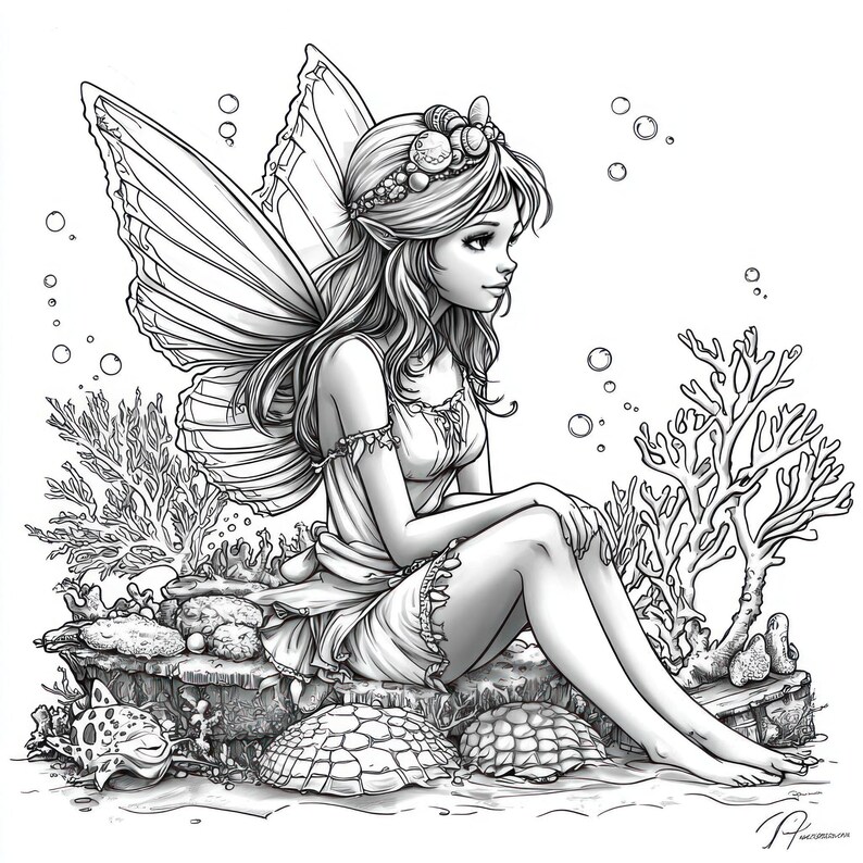 Ocean Fairies Coloring Book: 100 Page Fantasy Art (digital PDF) - Etsy
