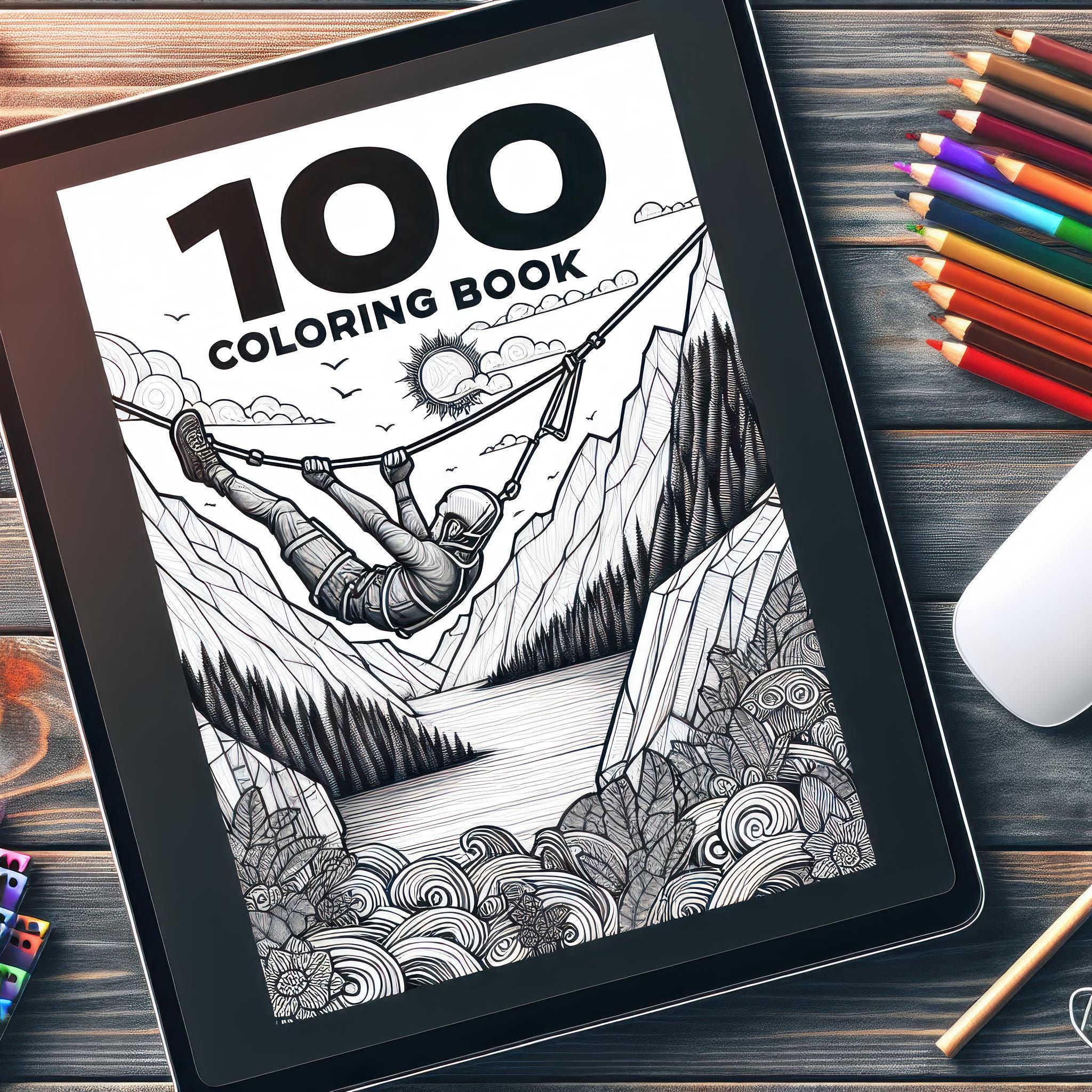 100 Pages Slackline Coloring Book PDF Digital Download for Kids and ...