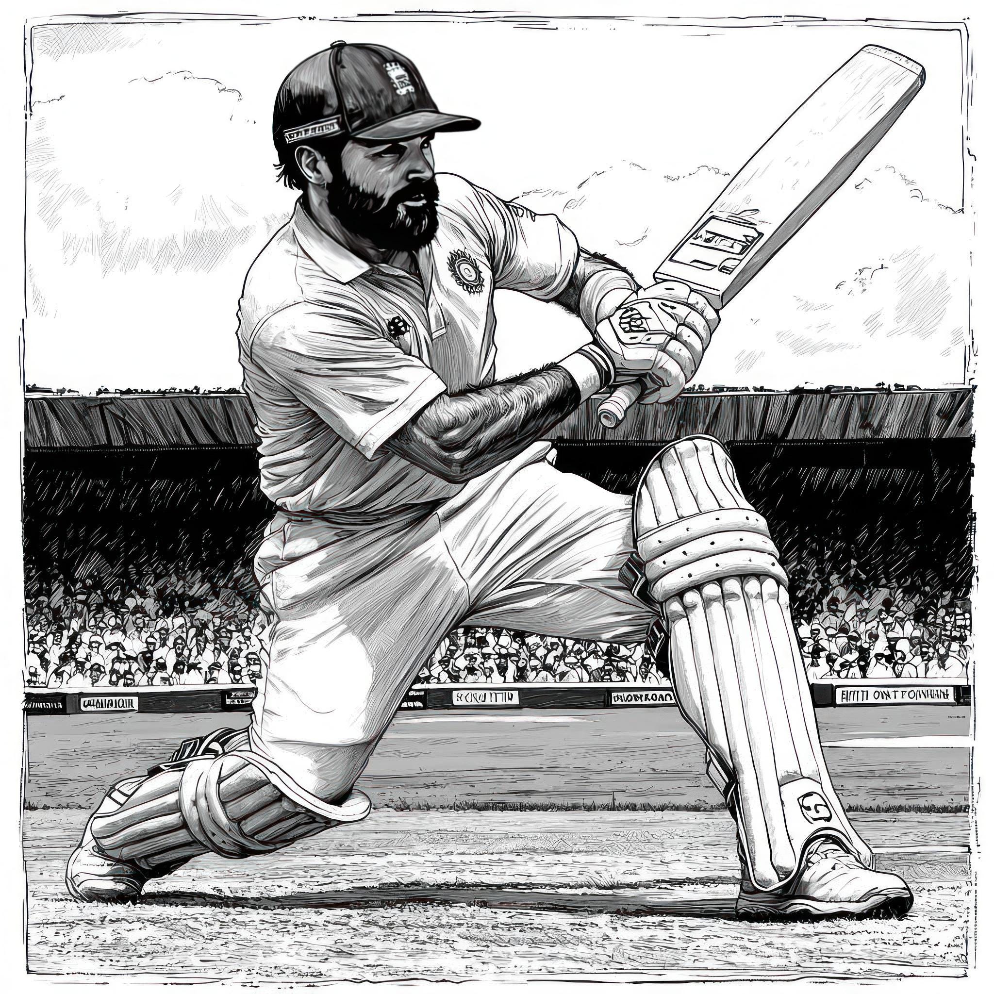 100 Pages Cricket Coloring Book PDF for Kids and Adults Fun Activity ...