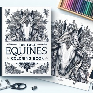 100 Printable Coloring Book Exquisite Equines for Adult and Children ...