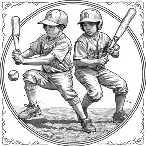 Kids Playing Baseball Coloring Book, Fun Sports Themes, 100 Pages, PDF ...