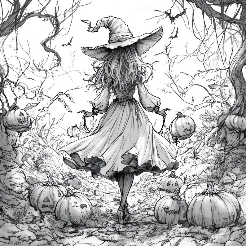 100 Pages Coloring Halloween Dark Fairytales Spooky Book PDF Fun ...