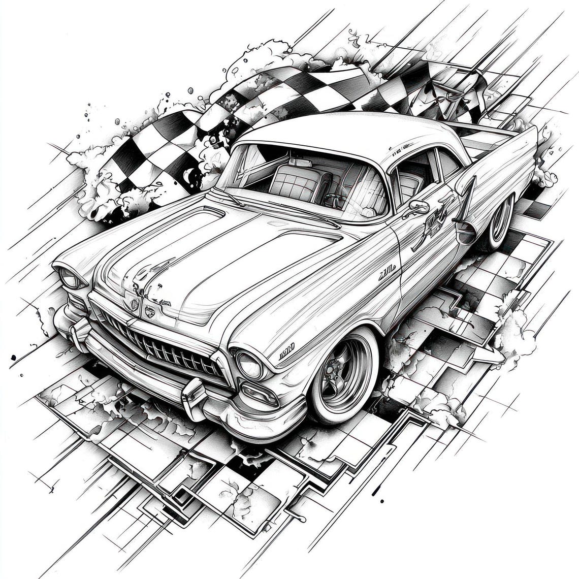 100 Pages Stock Car Coloring Book PDF | Digital Download for Kids and ...