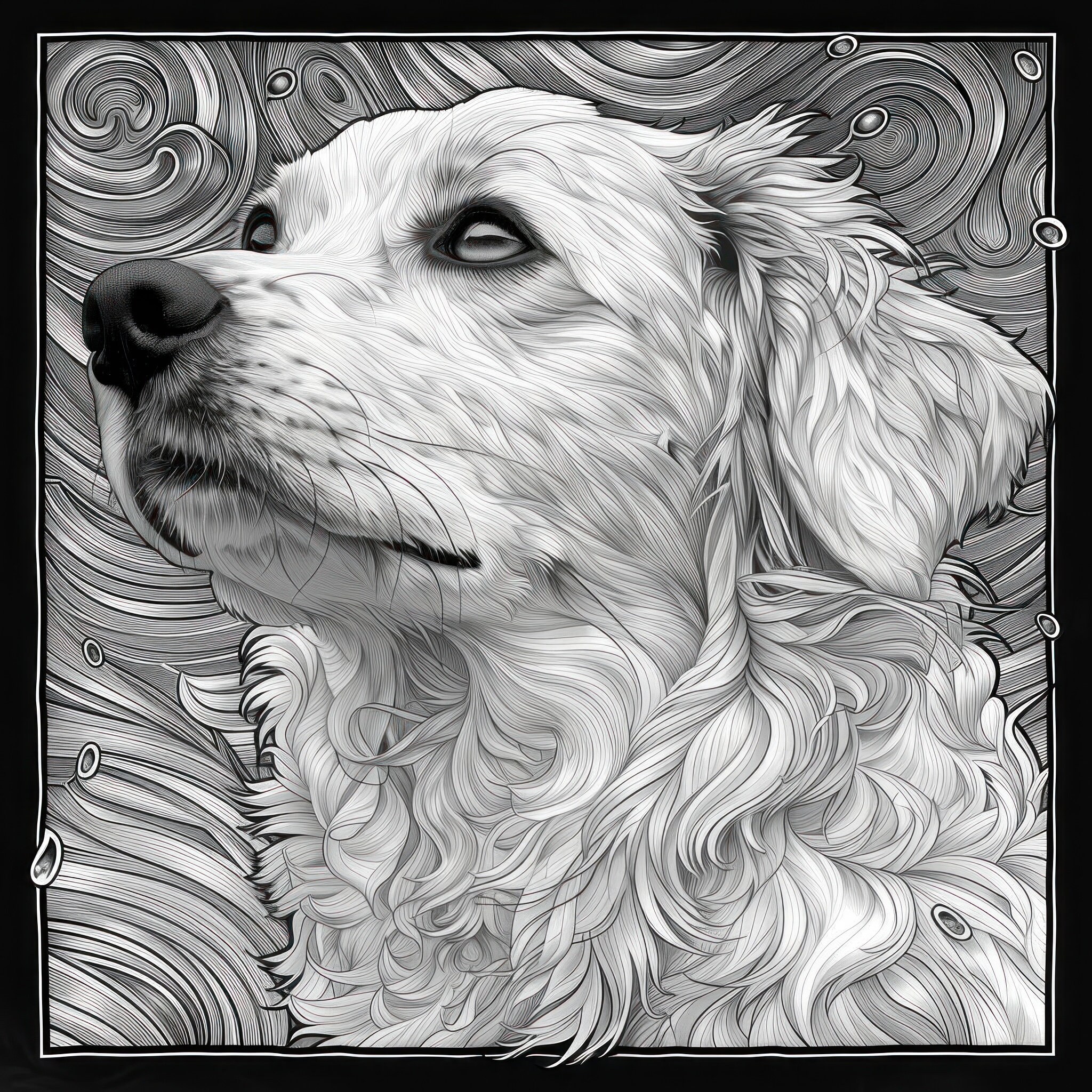 100 Printable Coloring Book Canine Companions Adult and Children ...