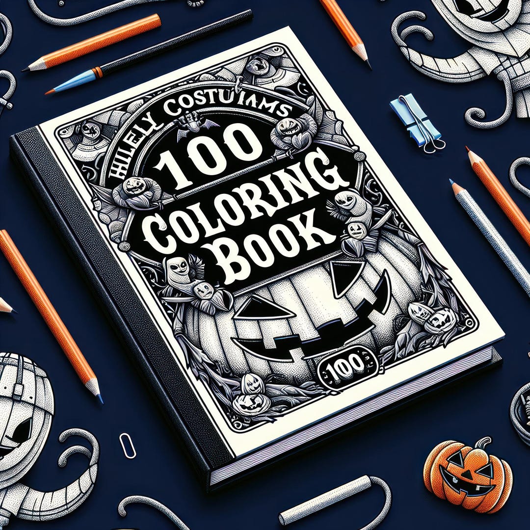 100 Pages Halloween Costumes Coloring Book Digital PDF for Kids and ...