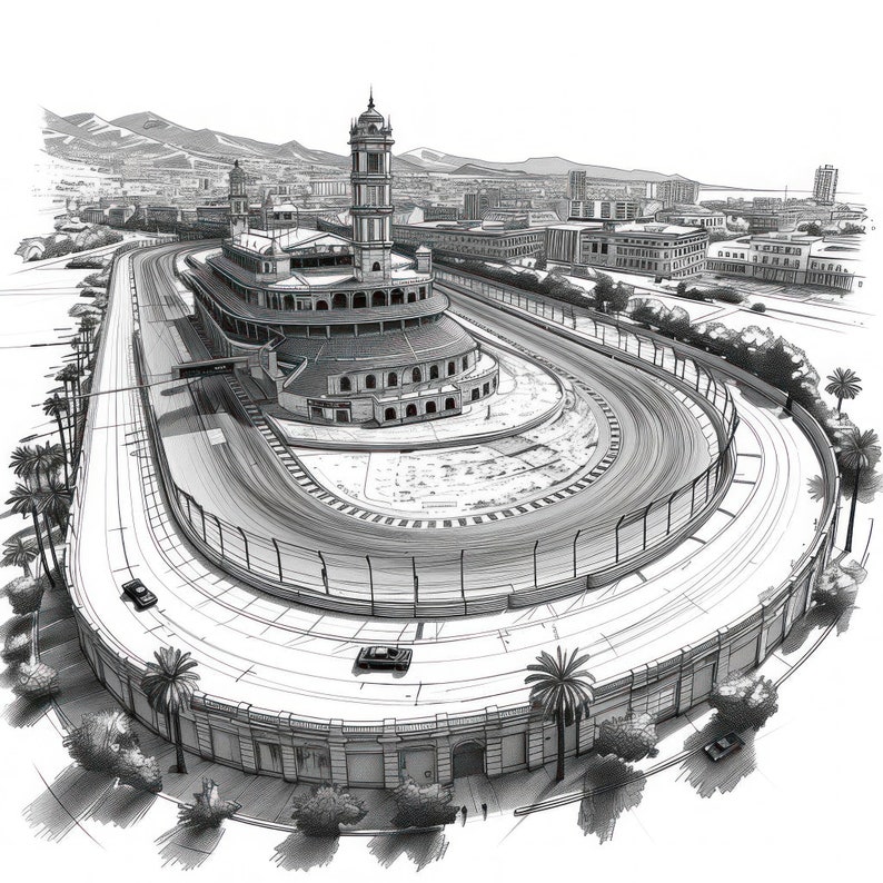 Iconic Formula 1 Tracks Digital Coloring Book, Racing Circuits, 100 ...