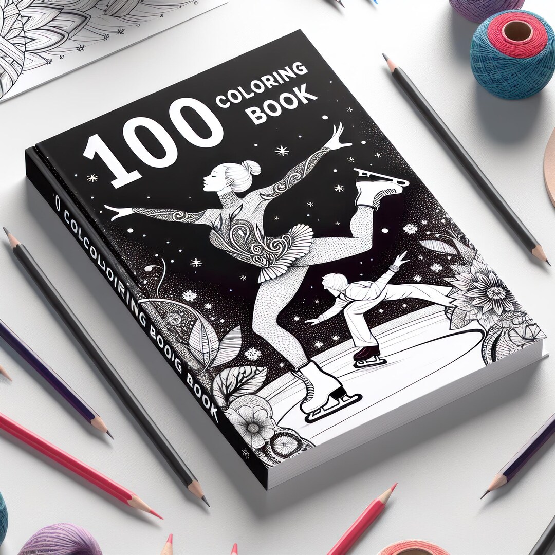 100 Skating Pages Figure Coloring Book PDF for Kids and Adults Ideal ...