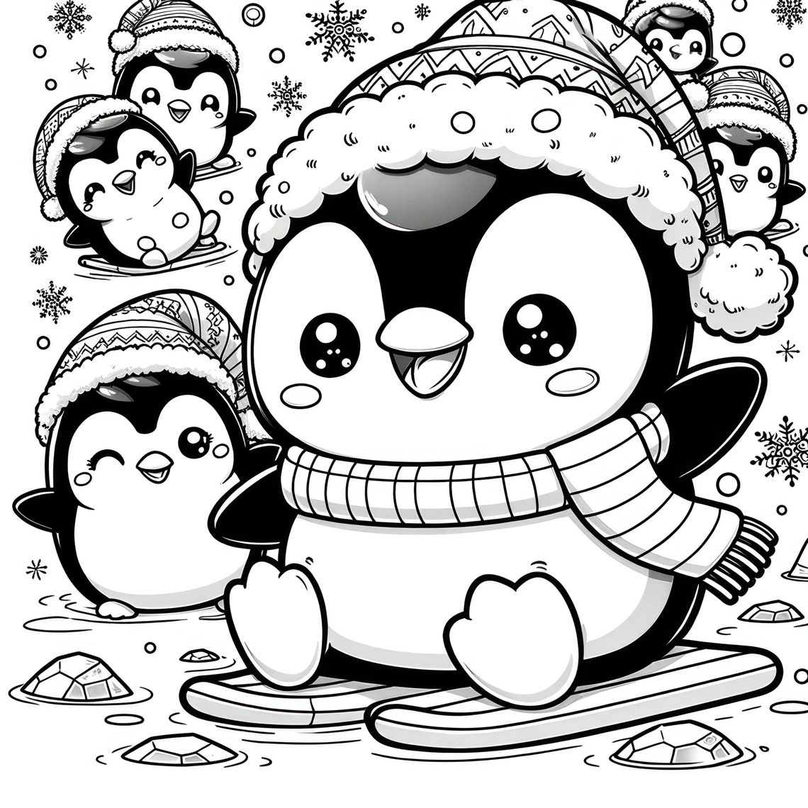 30 Coloring Pages Christmas KAWAII Cute Animals, PDF File, Instant ...