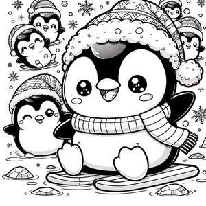 30 Coloring Pages Christmas KAWAII Cute Animals, PDF File, Instant ...