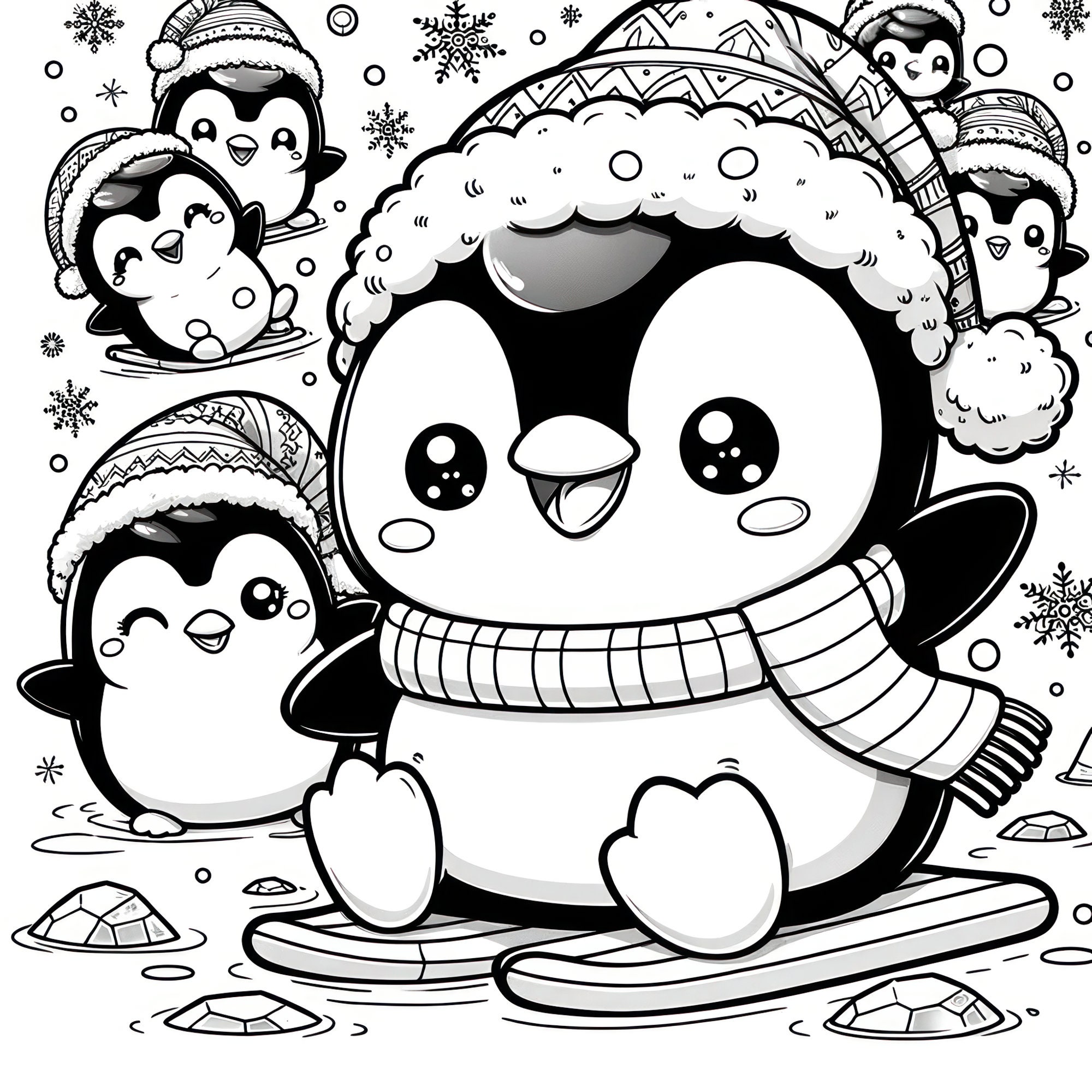 30 Coloring Pages Christmas KAWAII Cute Animals, PDF File, Instant ...