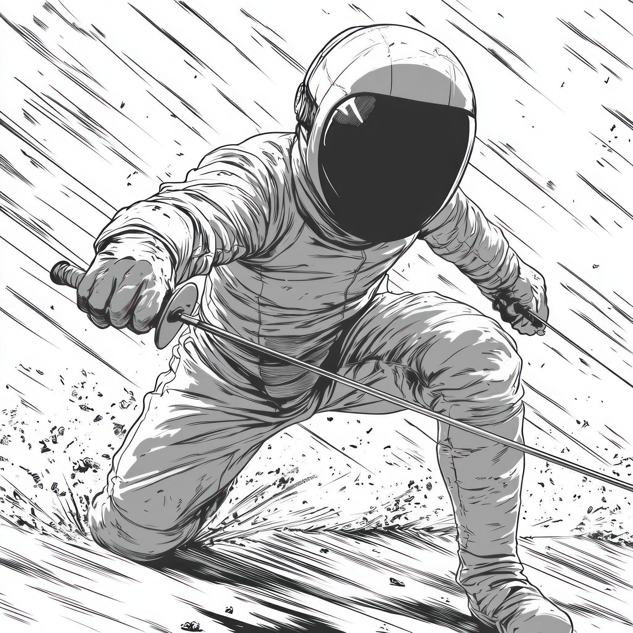 100 Artistic Fencing Pages Digital Coloring Book PDF for Kids and ...