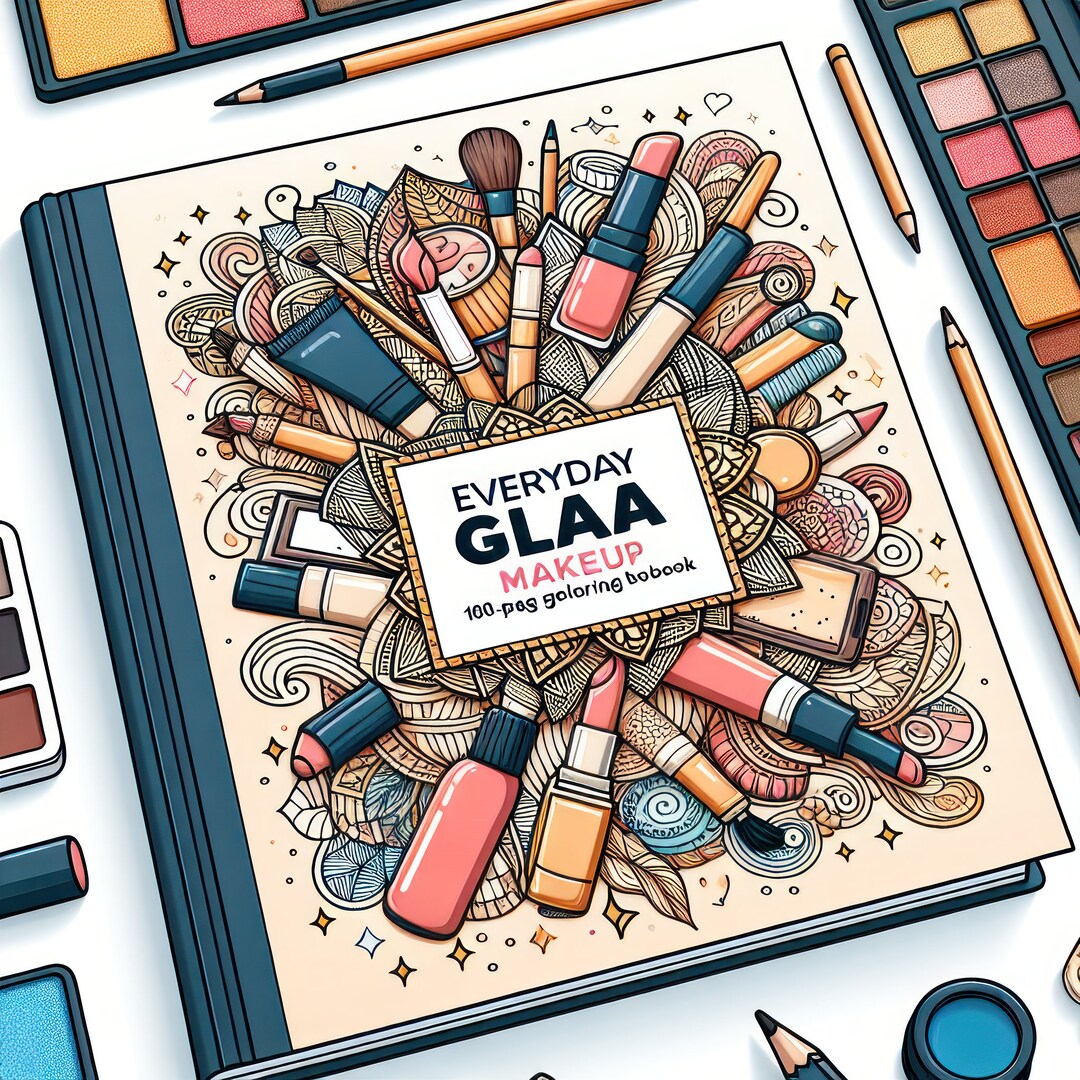 100 Pages Luxury Everyday Glam Makeup Digital Coloring Book PDF ...