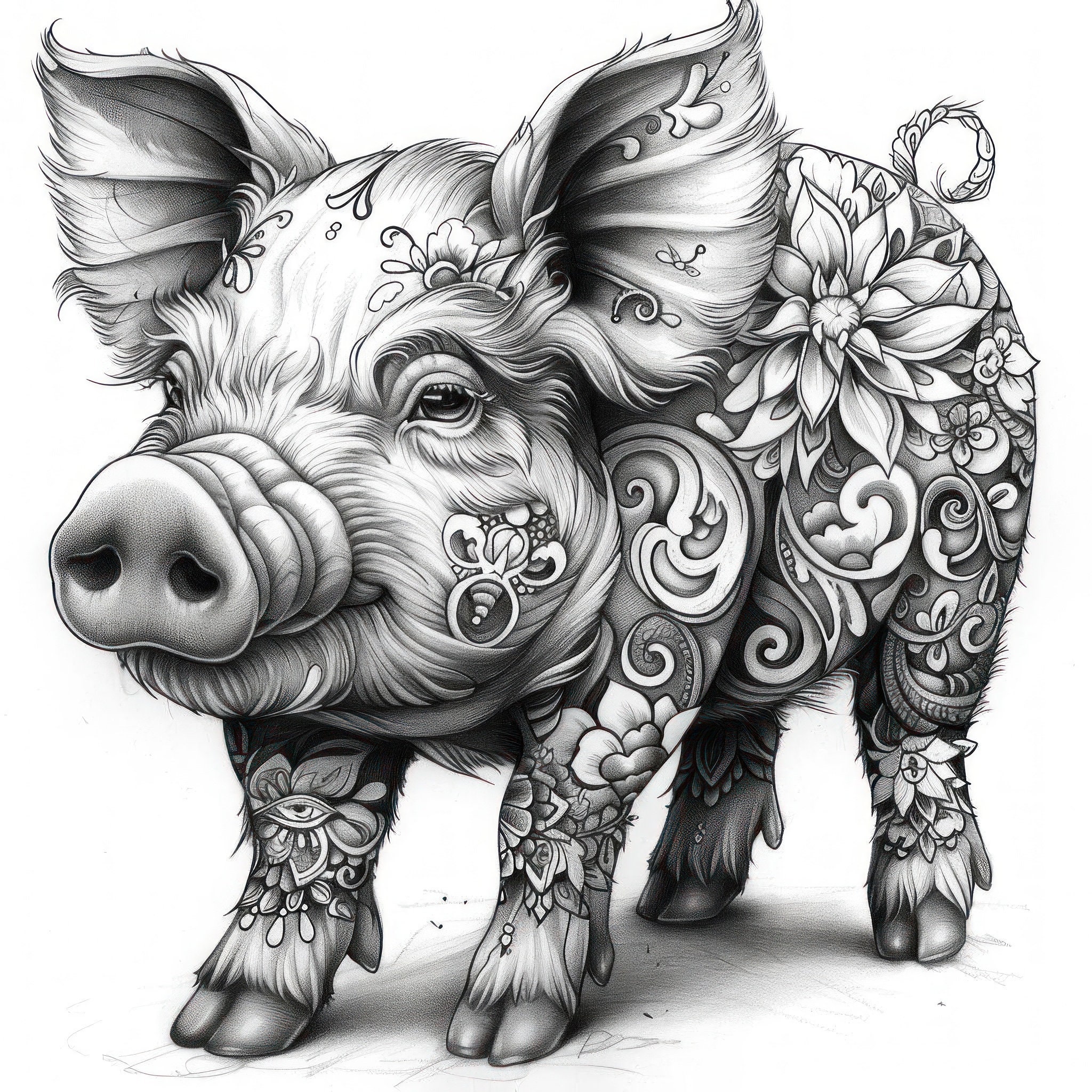 100 Printable Coloring Book Prized Pigs for Adult and Children Digital ...