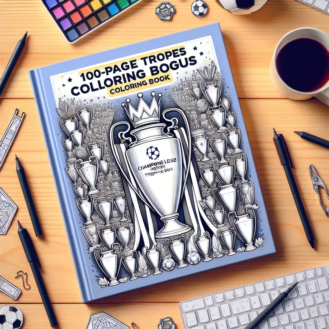 100 Pages UEFA Champions League Trophies Digital Coloring Book PDF ...