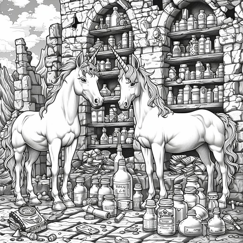 100 Printable Coloring Unicorn Fairy Tales Legend, Digital Printable ...