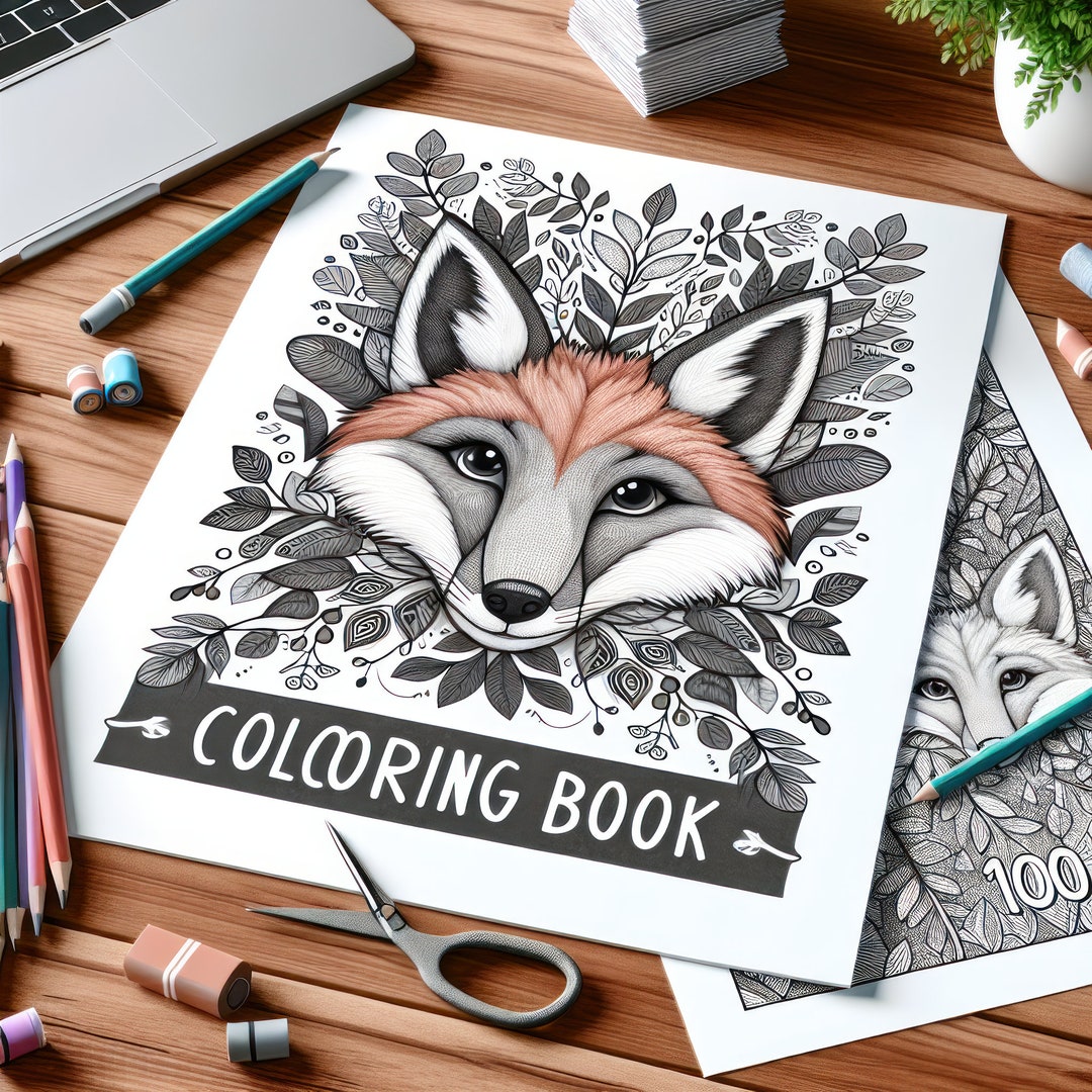 100 Pages Fox Coloring Book PDF Digital Download for Kids and Adults ...