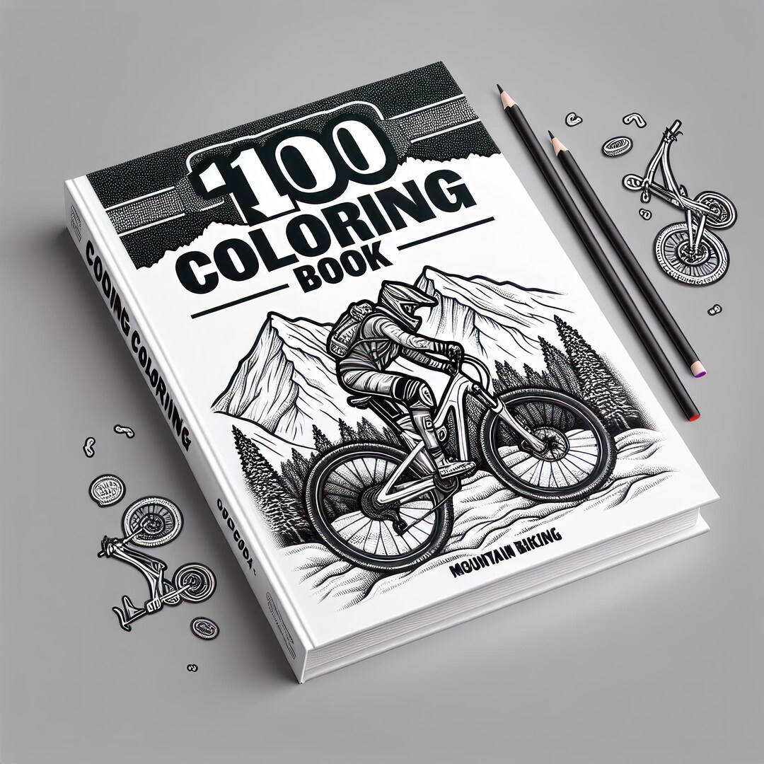100 Pages Mountain Biking Coloring Book PDF Digital Download for Kids ...