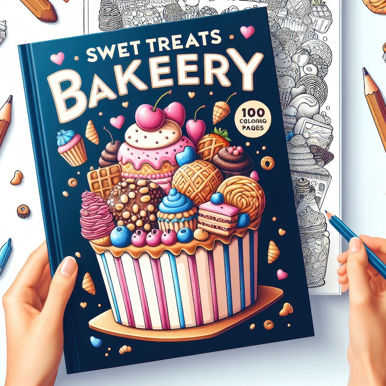 100 Sweet Treats Bakery Pages Coloring Book Digital PDF for Kids and ...