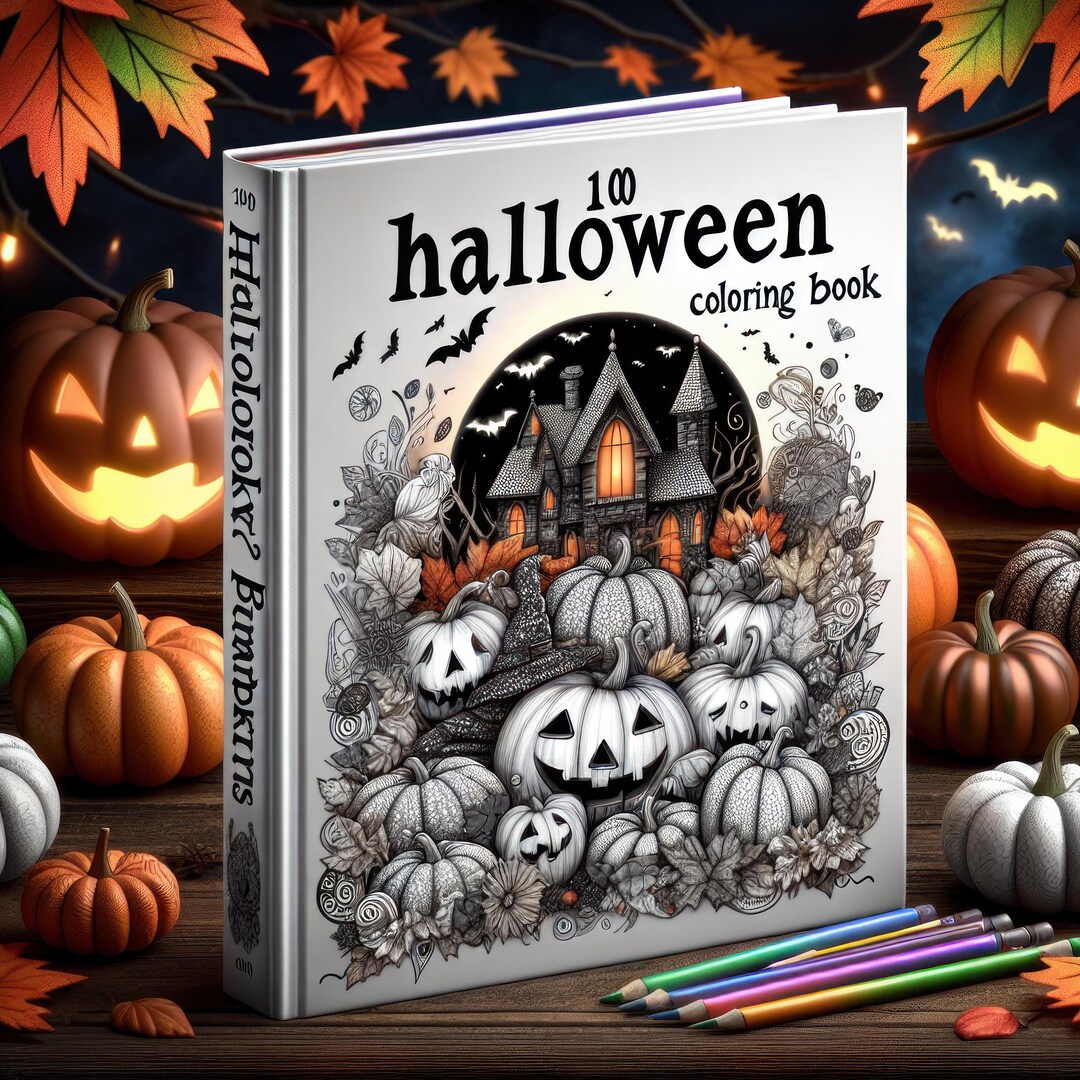 100 Pages Halloween Coloring Book PDF Spooky Pumpkins Digital Download ...