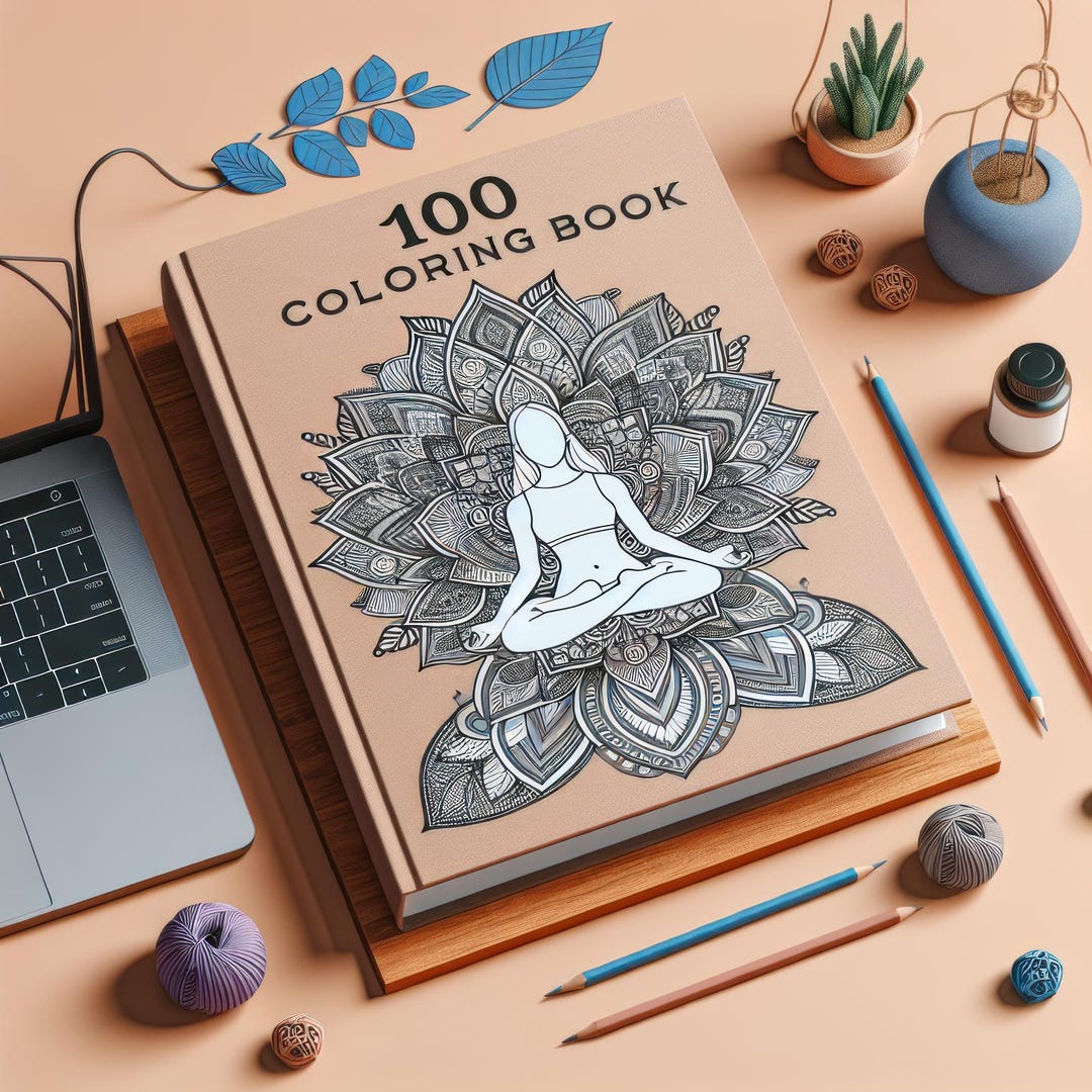 100 Yoga Pages Digital Coloring Book Theme PDF for Kids and Adults ...