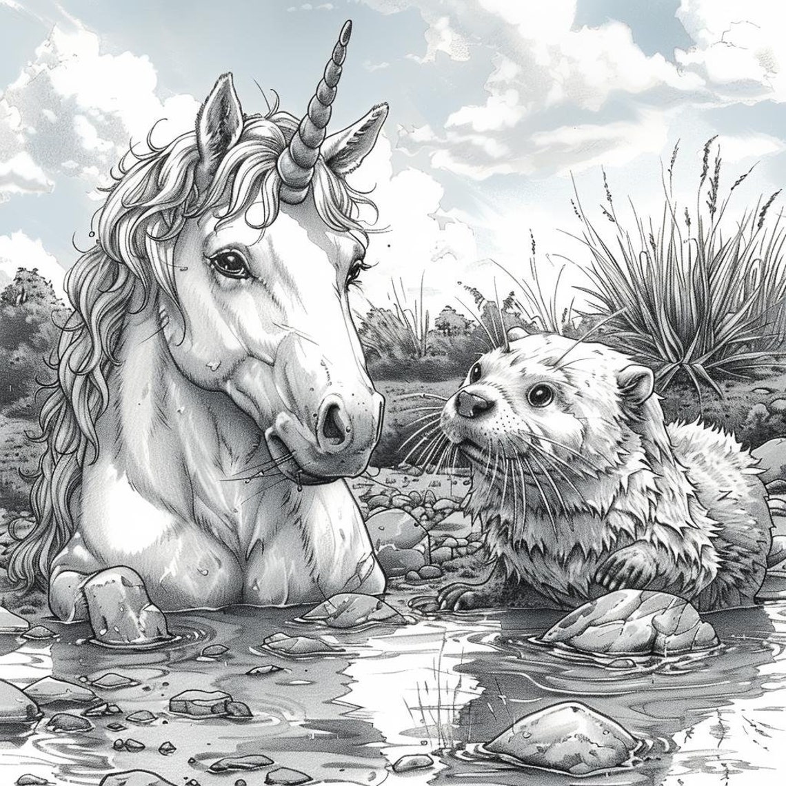 100 Printable Coloring Unicorn Animal Companions Coloring Book ...