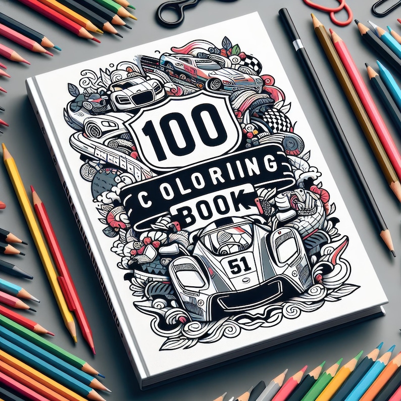 100 Road Racing Page Digital Coloring Book PDF Fun Activity for Kids ...