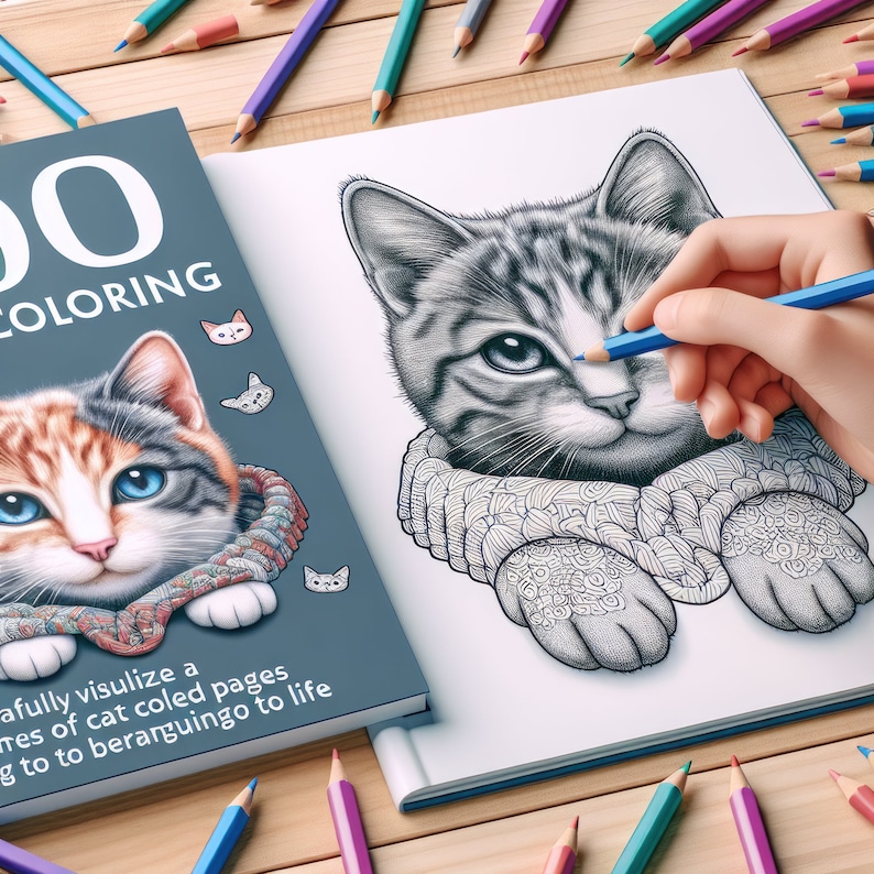 100-page Cat Coloring Book PDF | Digital Download for Kids Adults | Fun ...