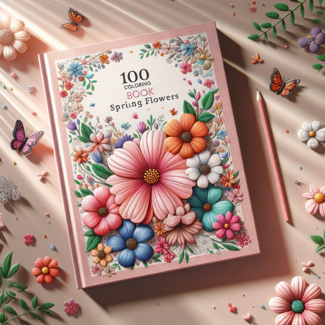 100 Spring Coloring Flowers Pages Digital Coloring Book PDF for Kids ...