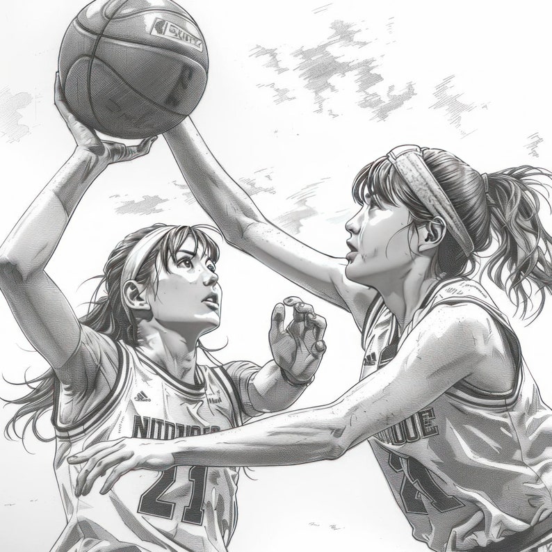 100 Coloring Book Women Basketball Heroes, Digital PDF, Printable Art ...