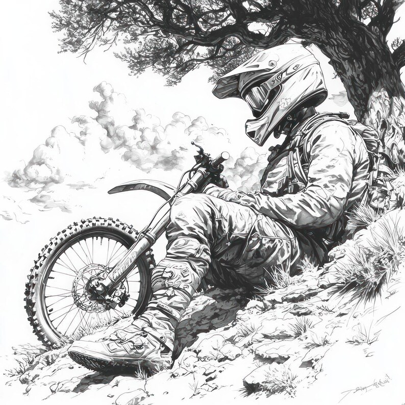 100 Pages Enduro Coloring Book PDF Digital Download for Kids and Adults ...