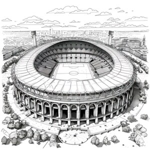 100 Pages Digital Coloring Book PDF, Champions League Stadiums, Kids ...