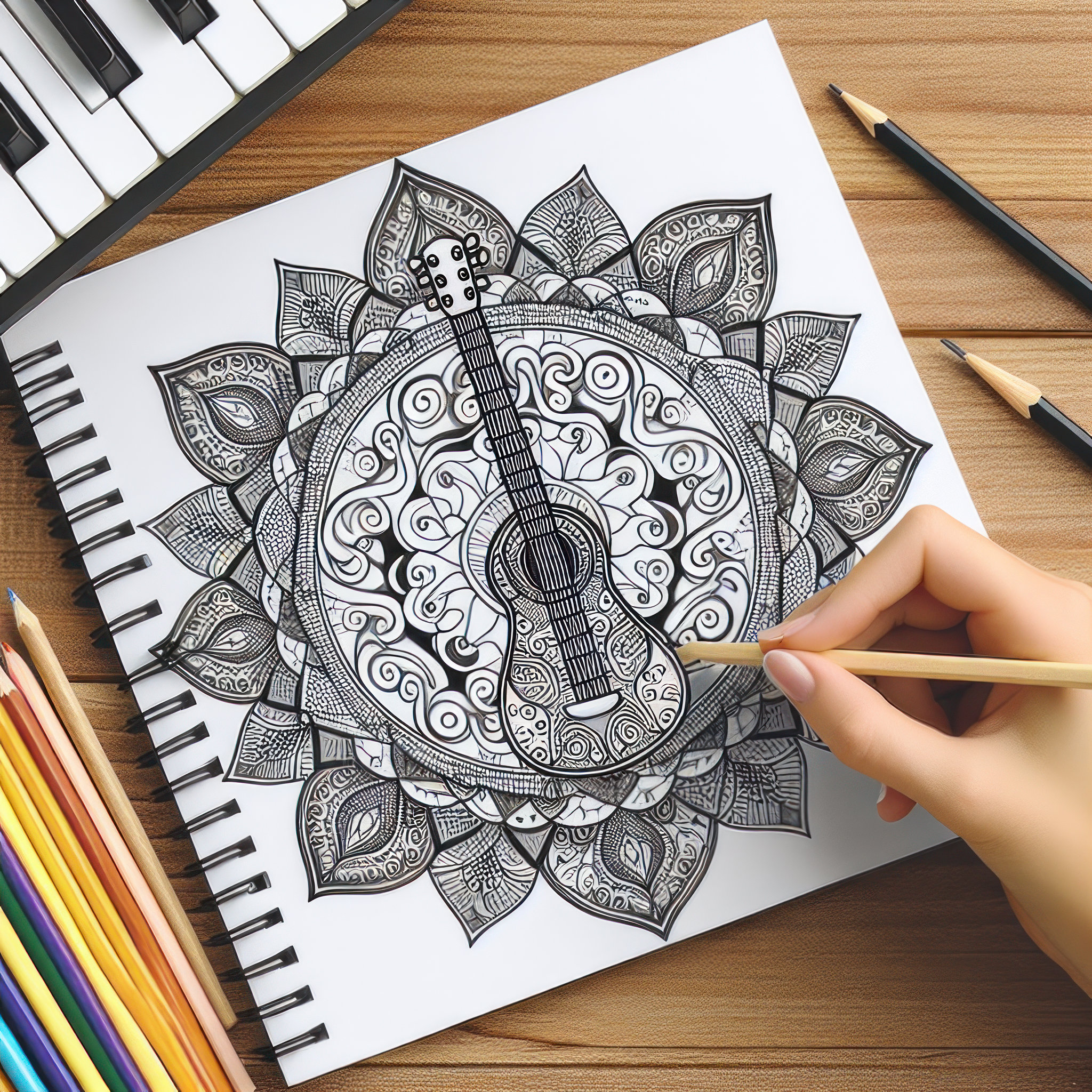 Music Inspired Mandalas Coloring Book - 100 Pages of Melodic and ...
