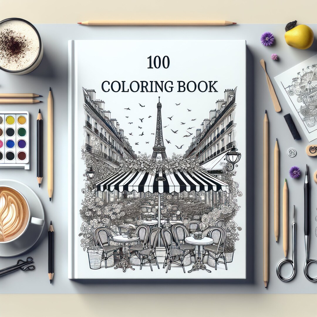 100 Pages Parisian Coloring Cafes Book PDF Digital Download for Kids ...