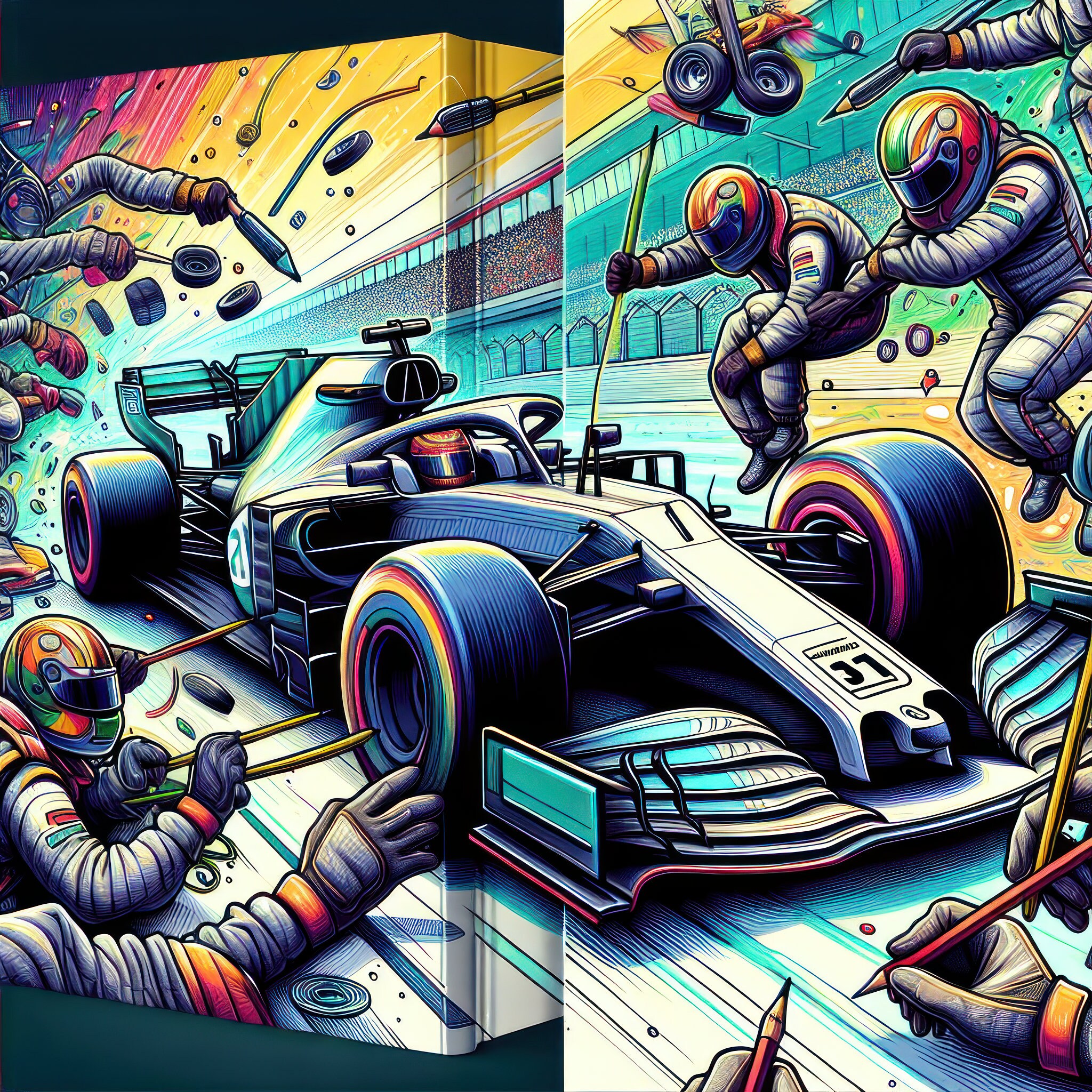 100 Pages Formula 1 Coloring Pit Stop Dynamics, Book PDF for Racing ...