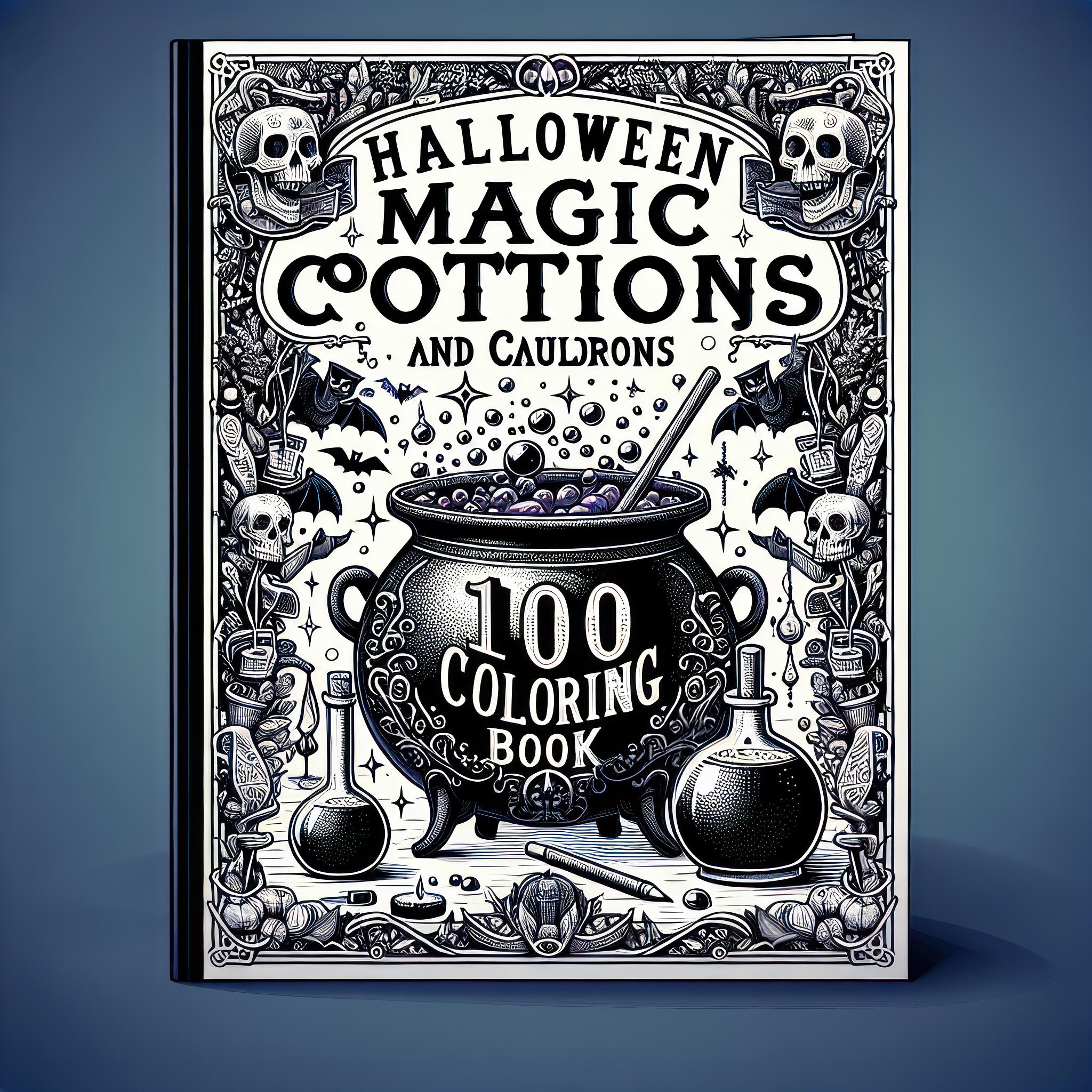 100 Pages Halloween Magic Potions and Cauldrons Coloring Book PDF for ...